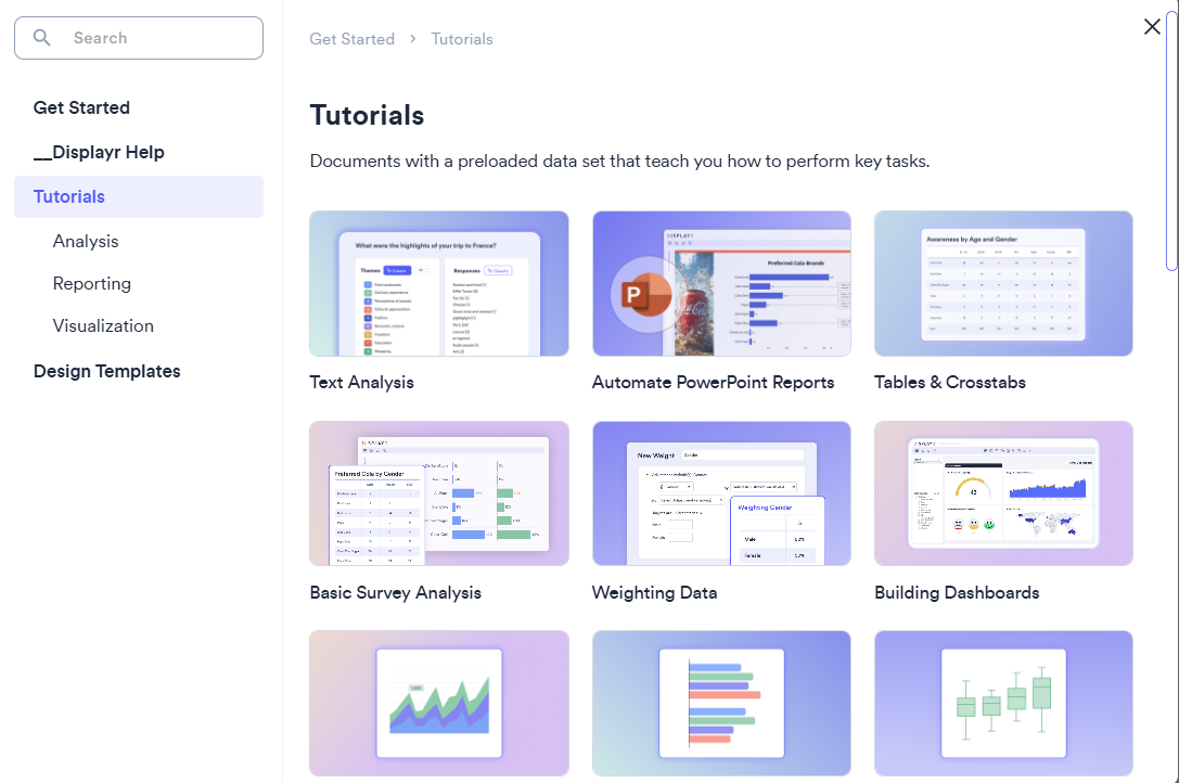 Learn Displayr with Interactive Tutorials – Displayr Help