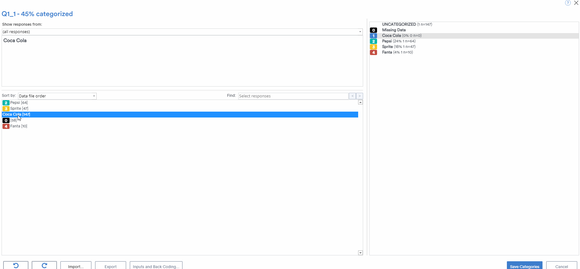 How To Manually Code Mutually Exclusive Single Response Text Data Displayr Help