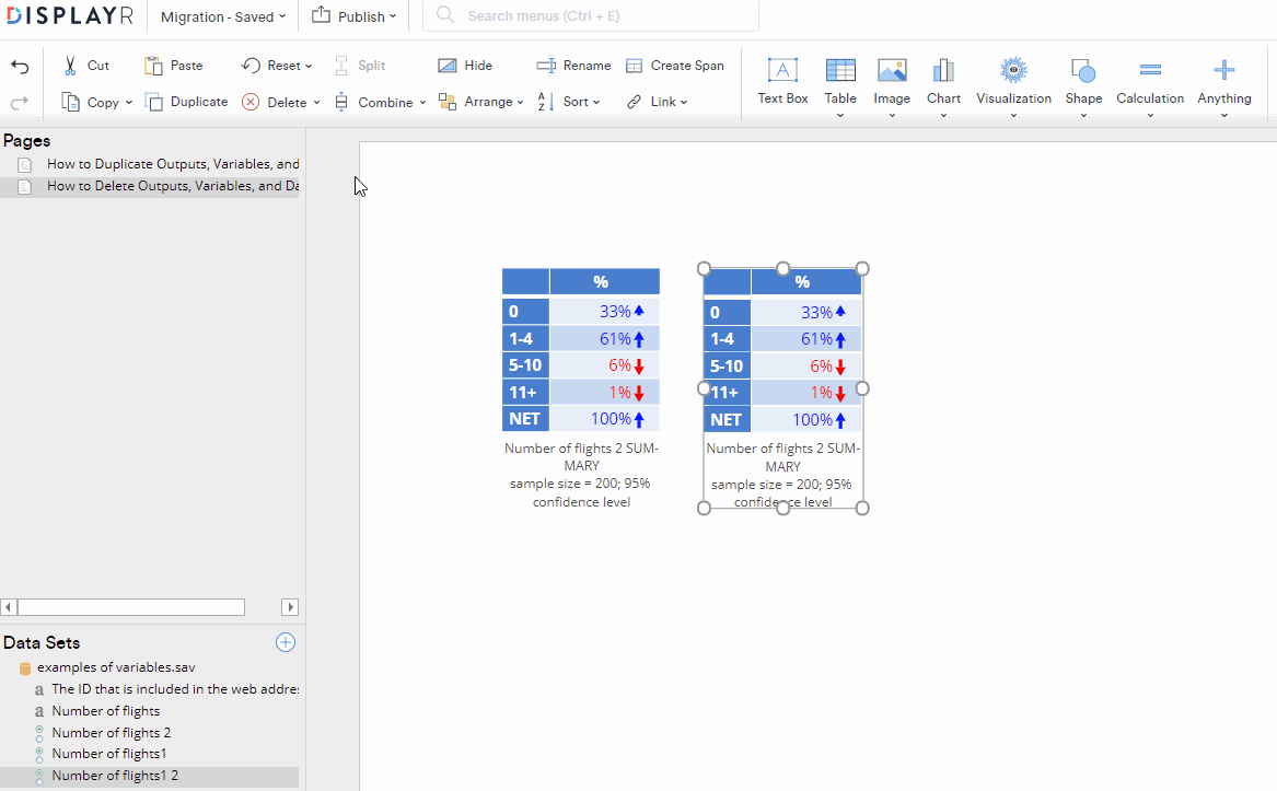 How To Delete Outputs Variables And Data Sets Displayr Help