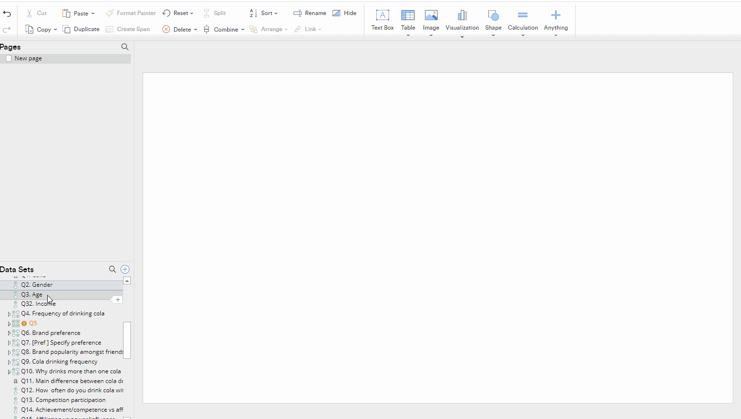 How To Create A Table From Data Set Displayr Help