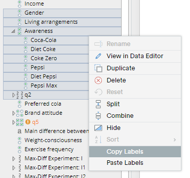 How to Copy and Paste Variable Labels – Displayr Help