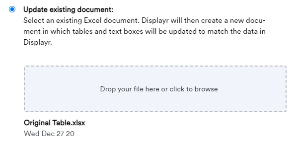 How to Update an Excel Document from Displayr – Displayr Help