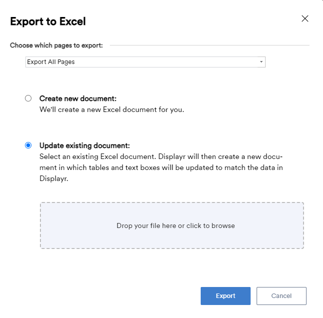 How to Update an Excel Document from Displayr – Displayr Help