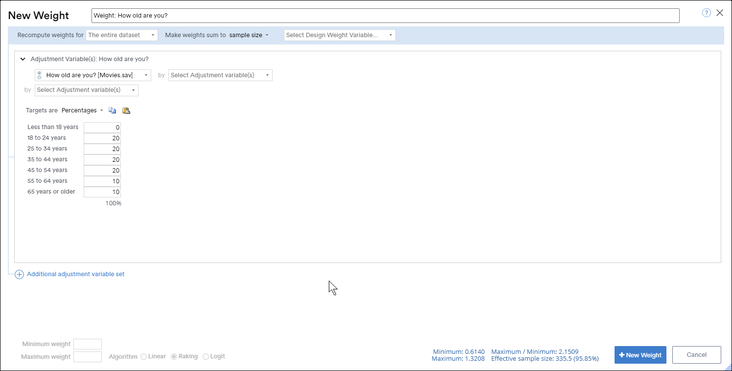 Common Errors in Weights – Displayr Help