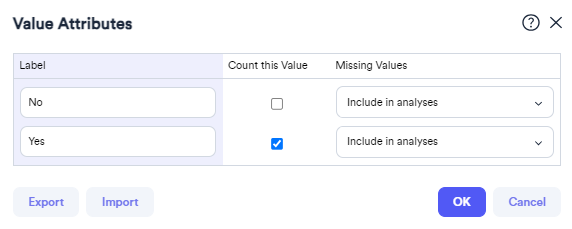 How To Set Value Attributes For A Binary Multi And Binary Grid Displayr Help 