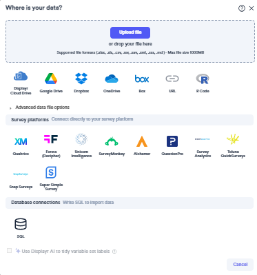Get Your Data Into Displayr – Displayr Help