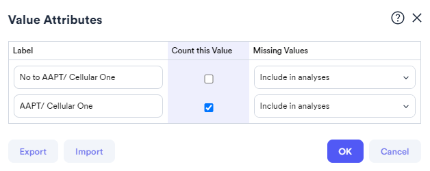 How To Set Value Attributes For A Binary Multi And Binary Grid Displayr Help